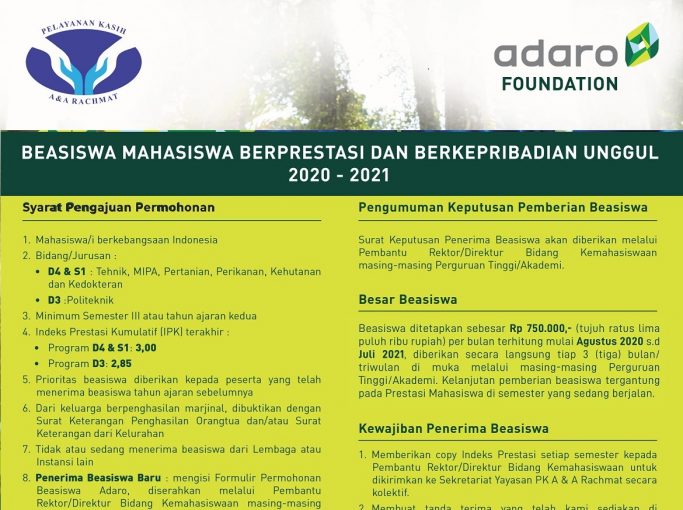 BEASISWA MAHASISWA DAN BERKEPRIBADIAN UNGGUL 2020-2021 – deb.sv.ugm.ac.id